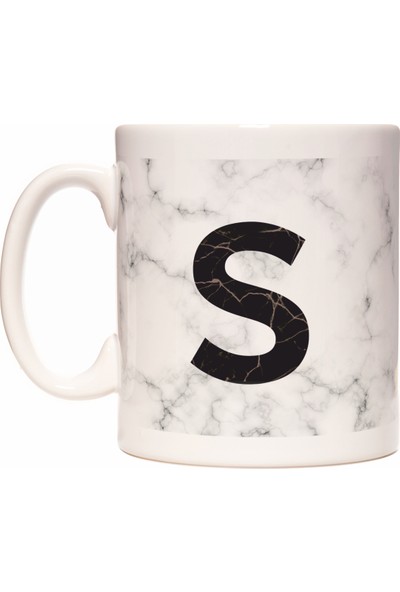 Rock'n Fox Baş Harf S Harfli Kişiye Özel Mermer Tasarımlı Kupa Bardak Rock'n Fox Baş Harf S Harfli Kişiye Özel Mermer Tasarımlı Kupa Bardak