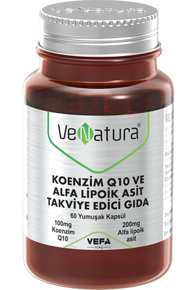 Venatura Koenzim Q10 ve Alfa Lipoik Asit Takviye Edici Gıda 60 Kapsül Venatura Koenzim Q10 ve Alfa Lipoik Asit Takviye Edici Gıda 60 Kapsül