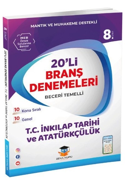 Zeka Küpü Yayınları 8.Sınıf LGS Inkilap Tarihi ve Atatürkçülük 20' li Branş Denemeleri Zeka Küpü Yayınları 8.Sınıf LGS Inkilap Tarihi ve Atatürkçülük 20' li Branş Denemeleri