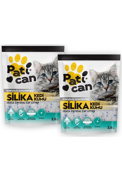 Patican 2 Adet Silika Kristal Kedi Kumu 3.8 lt Patican 2 Adet Silika Kristal Kedi Kumu 3.8 lt
