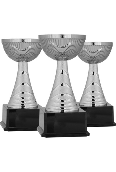 Hazar Spor Kişiye Özel Gümüş Renk Metal Ödül Kupası K52 3'lü Set