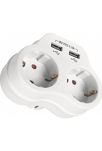 Viko Ikili Topraklı ve USB Çıkışlı Fiş Priz (1.1 Amper) - Beyaz Viko Ikili Topraklı ve USB Çıkışlı Fiş Priz (1.1 Amper) - Beyaz