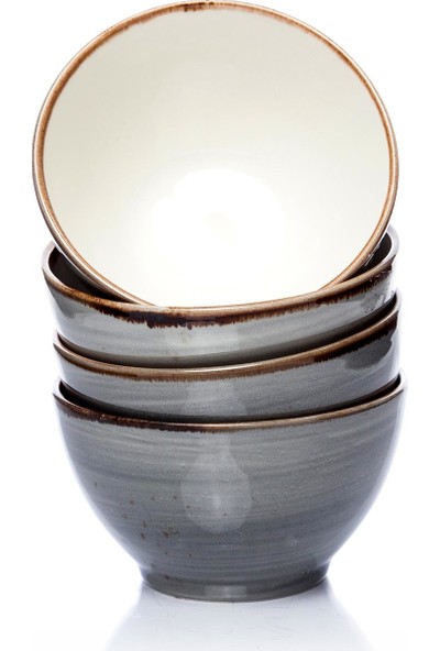 Tulu Porselen 4'lü Çerezlik - Gri