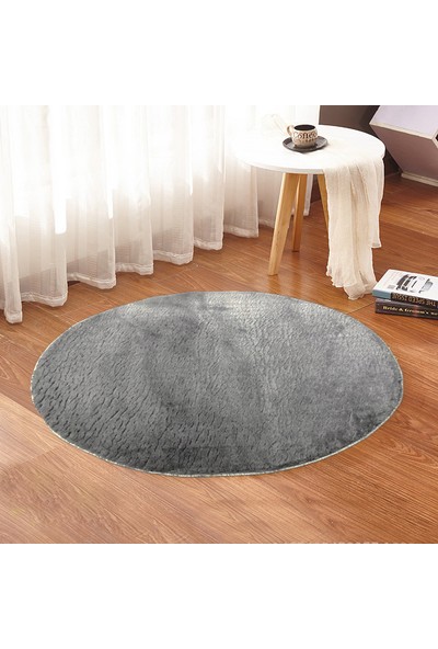 Sarar 80 x 80-Cm Yuvarlak Düz Renk Peluş Pofuduk Kaymaz Jel Taban Antresit Renk Halı Sarar 80 x 80-Cm Yuvarlak Düz Renk Peluş Pofuduk Kaymaz Jel Taban Antresit Renk Halı