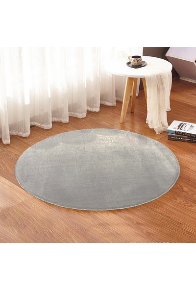 Sarar 80 x 80-Cm Yuvarlak Düz Renk Peluş Pofuduk Kaymaz Jel Taban Gri Renk Halı Sarar 80 x 80-Cm Yuvarlak Düz Renk Peluş Pofuduk Kaymaz Jel Taban Gri Renk Halı