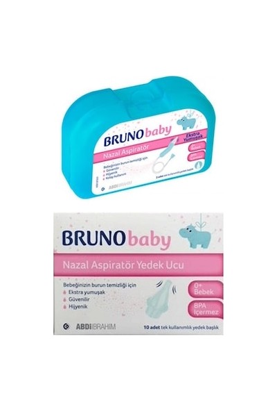 Bruno Baby Nazal Aspiratör + 10'lu Yedek Uç Bruno Baby Nazal Aspiratör + 10'lu Yedek Uç