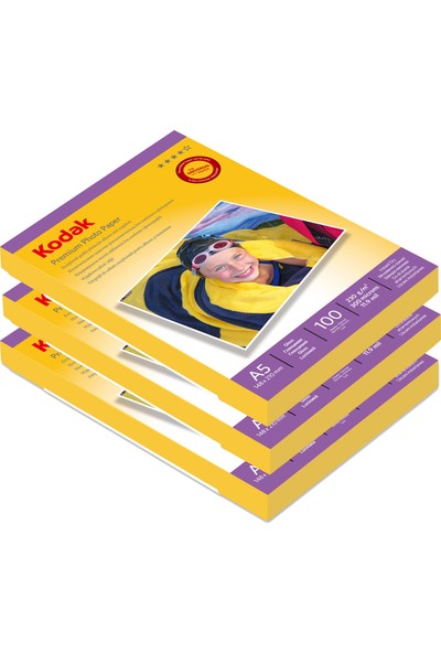 Kodak 230 g/m2 15 x 21 cm Parlak (100x3) 300'lü Inkjet Fotoğraf Kağıdı Kodak 230 g/m2 15 x 21 cm Parlak (100x3) 300'lü Inkjet Fotoğraf Kağıdı
