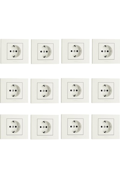 Ovivo Grano Beyaz Topraklı Priz Çerçeveli 12 ADET