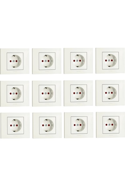 Ovivo Grano Beyaz ÇK Topraklı Priz Çerçeveli 12 ADET