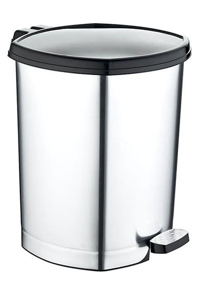 Güvenli Pazar Düz Metalize Pedallı Çöp Kovası 11 lt