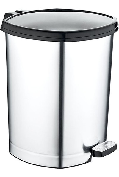 Güvenli Pazar Düz Metalize Pedallı Çöp Kovası 20 lt