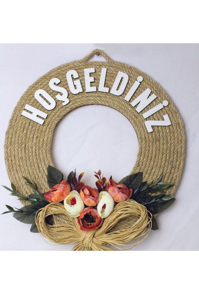 Kapı Süsü Hasır Dekoratif Turuncu Erengül Çiçekli Kapı Önü Süsü Kapı Süsü Hasır Dekoratif Turuncu Erengül Çiçekli Kapı Önü Süsü