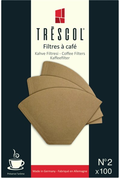 Tréscol Kahve Filtresi 2 Numara (Küçük Boy) 100 'lü Paket Tréscol Kahve Filtresi 2 Numara (Küçük Boy) 100 'lü Paket