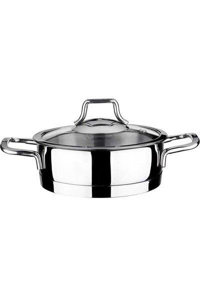 Leggno 16 cm Cam Kapaklı Çelik Sahan (VIT1141SHK16) Leggno 16 cm Cam Kapaklı Çelik Sahan (VIT1141SHK16)