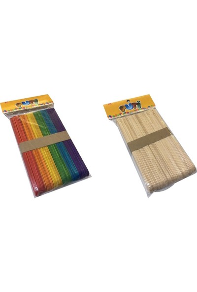 Puti Ahşap Geniş Dil Çubuğu 200'lü (100 Renkli 100 Naturel) Puti Ahşap Geniş Dil Çubuğu 200'lü (100 Renkli 100 Naturel)