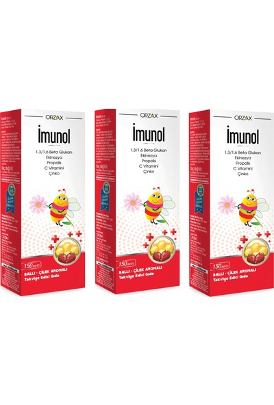 Ocean Imunol Ballı Çilek Aromalı Şurup 150 ml 3 Kutu