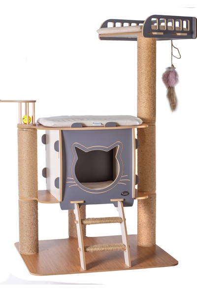 Pati Homes Vip Katlı Yataklı Tırmalamalı Kedi Evi Pati Homes Vip Katlı Yataklı Tırmalamalı Kedi Evi