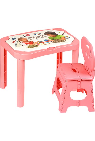Heroes Kinetik Kumlu Oyun ve Çalışma Masası Katlanabilir Sandalyeli Set - Pembe
