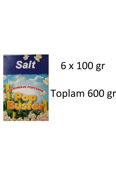 Pop Buster Mikdodalgada Patlamış Mısır 6 x 100 gr Pop Buster Mikdodalgada Patlamış Mısır 6 x 100 gr