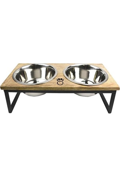 GF PET Ahşap Kaplı 2li Çelik Mama ve Su Kabı Medium GF PET Ahşap Kaplı 2li Çelik Mama ve Su Kabı Medium