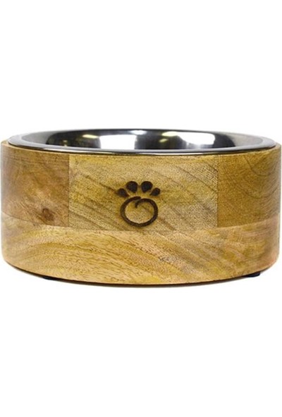 GF PET Ahşap Kaplı Çelik Mama ve Su Kabı Medium