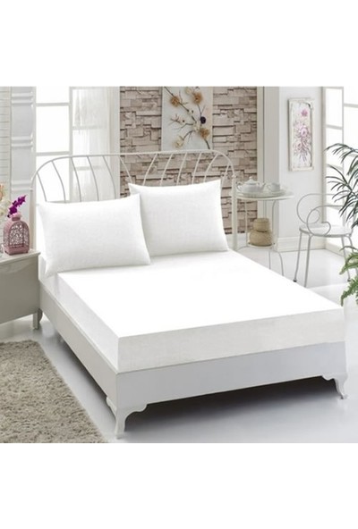 Ezgi Pamuk Lastikli Penye Çarşaf Çift Kişilik Beyaz