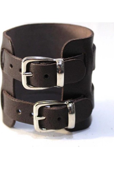 Takı Dükkanı Çift Tokalı Geniş Osmanlı Erkek Deri Bileklik b30