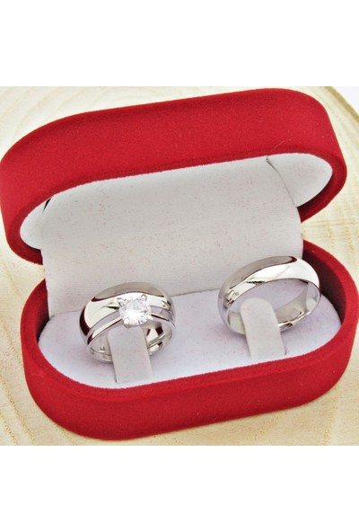 Takı Dükkanı 6 mm Bombeli Gümüş Çift Alyans Söz Nişan Yüzüğü + Tektaş wr20 Takı Dükkanı 6 mm Bombeli Gümüş Çift Alyans Söz Nişan Yüzüğü + Tektaş wr20