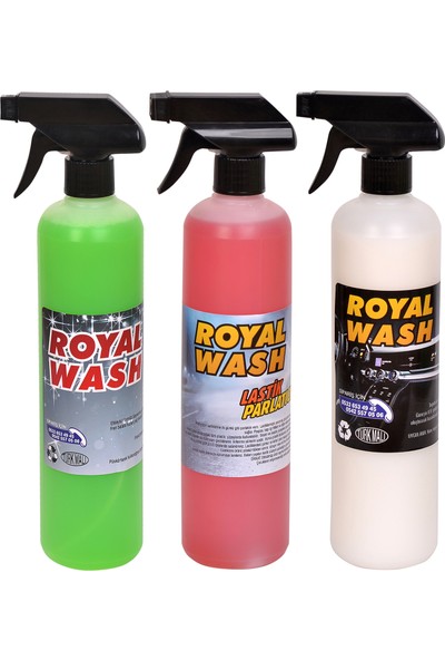 Royalwash Lastik Parlatıcı + Genel Temizlik + Torpido Parlatıcı 3'lü Set