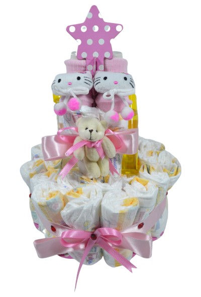 Bebek Hediyelik Bez Pasta 2 Katlı