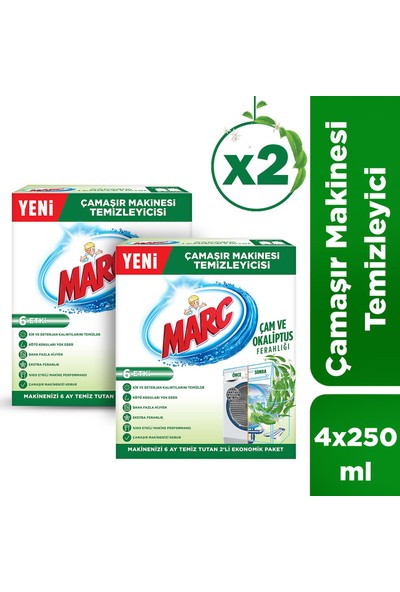 Marc Çamaşır Makinesi Temizleyicisi Çam ve Okaliptus Ferahlığı 4 x 250 ml