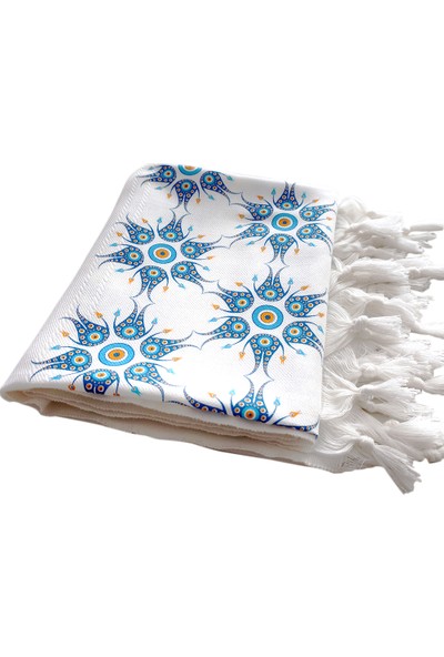 Ebsem Lale Desenli Nazar Boncuklu Havlu Peştamal Ebsem Lale Desenli Nazar Boncuklu Havlu Peştamal