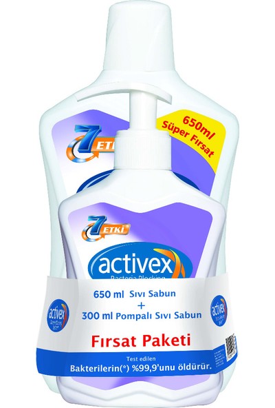 Activex Antibakteriyel Sıvı Sabun 650 ml + 300 ml - Hassas Ciltler