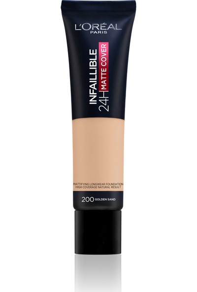 L'Oréal Paris Infaillible 24H Matte Cover Yüksek Kapatıcı Fondöten - 200 Golden Sand L'Oréal Paris Infaillible 24H Matte Cover Yüksek Kapatıcı Fondöten - 200 Golden Sand