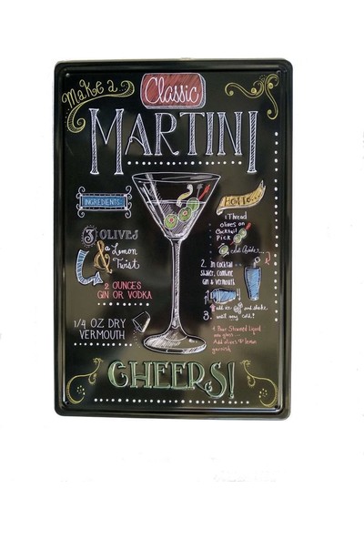 Cajuart Martini Temalı 20 x 30 cm cm Metal Plaka Metal Tablo Cajuart Martini Temalı 20 x 30 cm cm Metal Plaka Metal Tablo