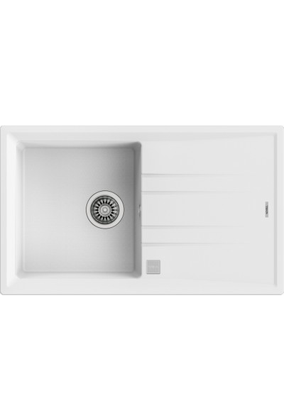 Teka STONE 50 B-TG WHITE Ankastre Kumanda Sifonlu Granit Eviye Beyaz 86 cm 115330026 Teka STONE 50 B-TG WHITE Ankastre Kumanda Sifonlu Granit Eviye Beyaz 86 cm 115330026