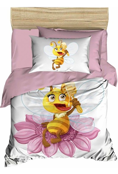 Çeyiz Diyarı Dijital Baskılı 3D Bebek Nevresim Takımı Bee Pudra