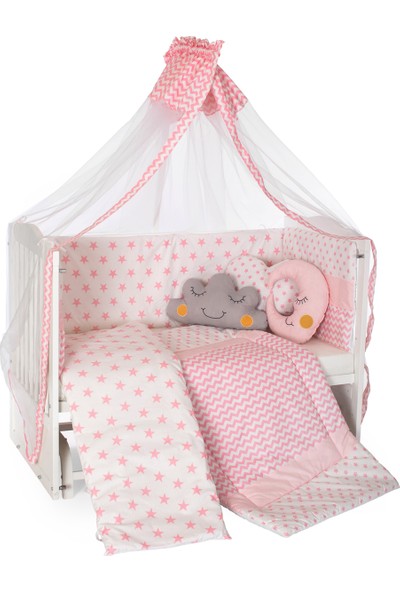 Heyner 60 x 120 cm Bebek Uyku Seti Takımı 10 Parça - Pembe Yıldız