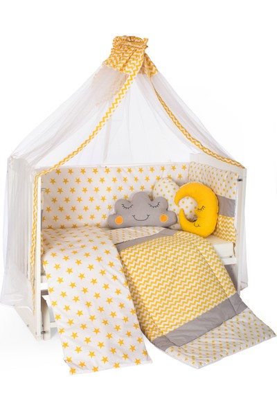 Heyner 60 x 120 cm Bebek Uyku Seti Takımı 10 Parça - Sarı Yıldız