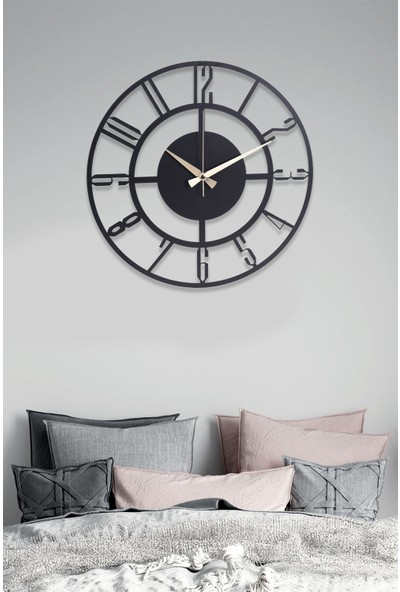 Muyika Bunnela Metal Siyah Duvar Saati 41 x 41 cm