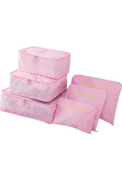 Renn Home Bavul İçi Düzenleyici Organizer 6 lı Set - Pembe