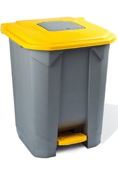 Planet Konteyner Bahçe Çöp Kovası Tekerlekli Sarı Kapak 50 lt