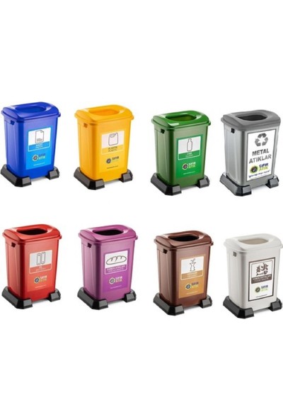 Şenyayla Sıfır Atık Geri Dönüşüm Çöp Kutusu Kovası 50 lt 8'li