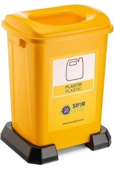 Şenyayla Sıfır Atık Geri Dönüşüm Çöp Kutusu Kovası Plastik Atıklar Sarı 70 lt