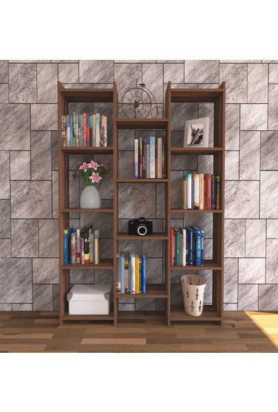 Nur Mobilya Alisa Modern Kitaplık Ceviz Nur Mobilya Alisa Modern Kitaplık Ceviz