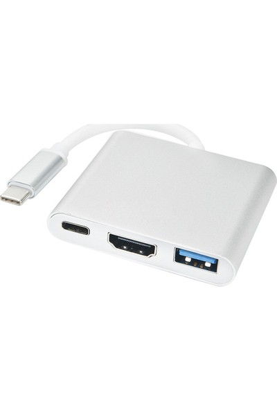 GOMAX Type-C To HDMI 4K Görüntü Aktarım Kablosu Şarj Girişi USB Hub 3.0