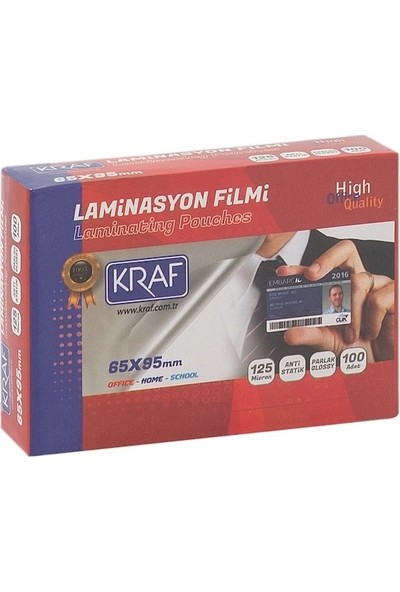 Kraf 2126 125MIC Laminasyon Filmi 65 x 95 mm 100'LÜ