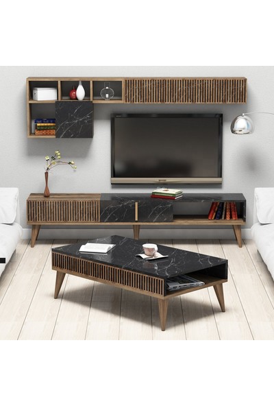 Variant Mobilya Milan Tv Ünitesi ve Orta Sehpa Takımı Ceviz Siyah Mermer Variant Mobilya Milan Tv Ünitesi ve Orta Sehpa Takımı Ceviz Siyah Mermer