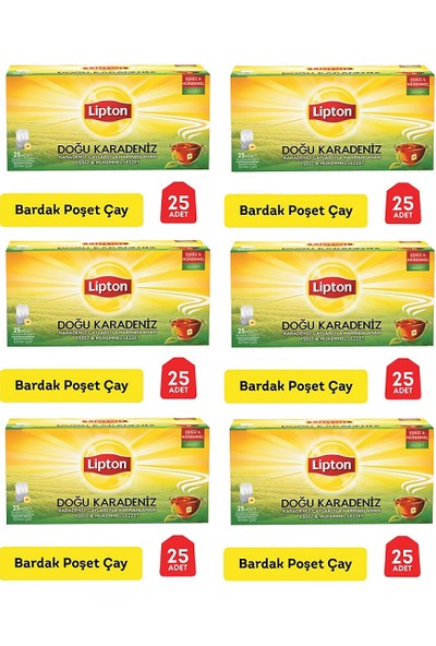 Lipton Bardak Poşet Çay Doğu Karadeniz 25'li 6'lı Set Lipton Bardak Poşet Çay Doğu Karadeniz 25'li 6'lı Set
