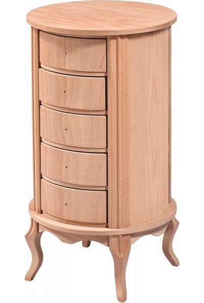 Masifart Besty Büyük 5 Çekmeceli Komot Cilasız Ham Ahşap 6157